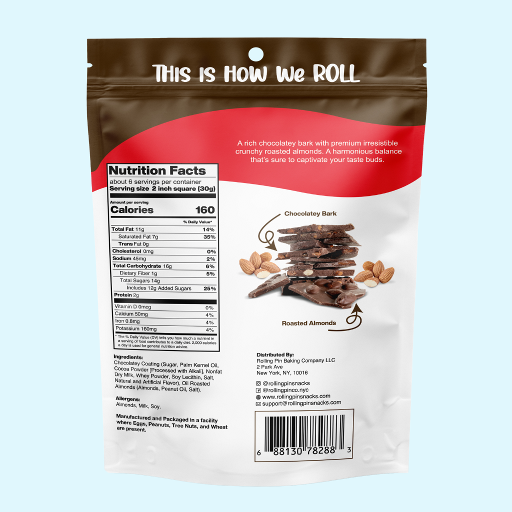 Chocolatey Almond Bark (6 oz) – Rolling Pin Snacks