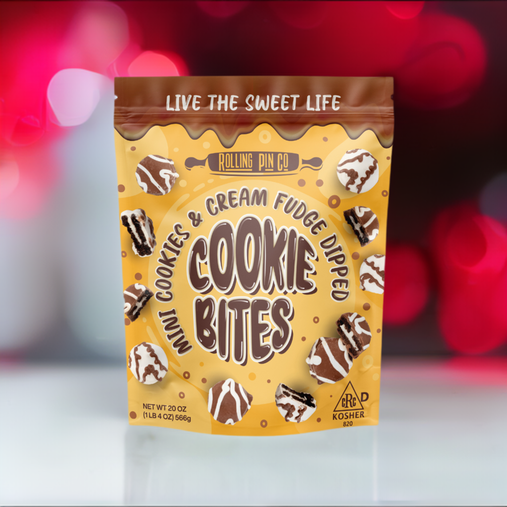 Cookies & Cream Fudge Dipped Cookie Bites (20 oz) – Rolling Pin Snacks